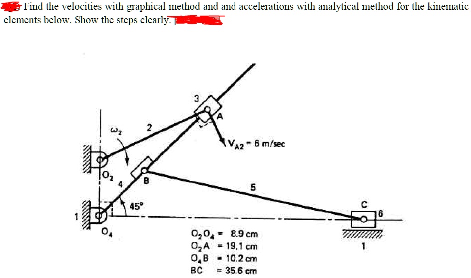 Find the velocities with graphical method and and accelerations with ...