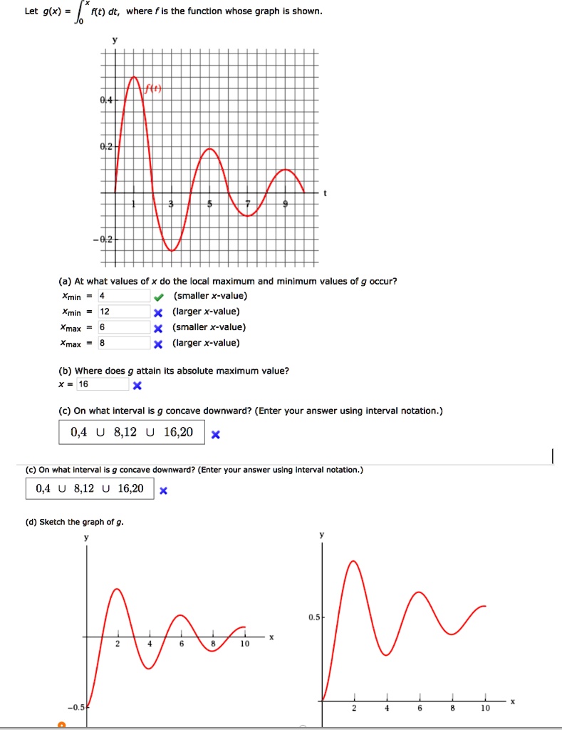 let gx ft dt where f is the function whose graph shown a at what values of do the oca maximum ...