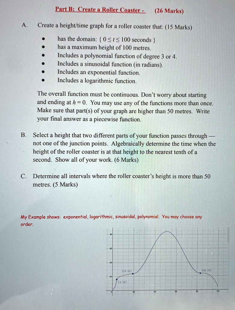 Part B: Create a Roller Coaster - (26 Marks) A. Create a height/time ...