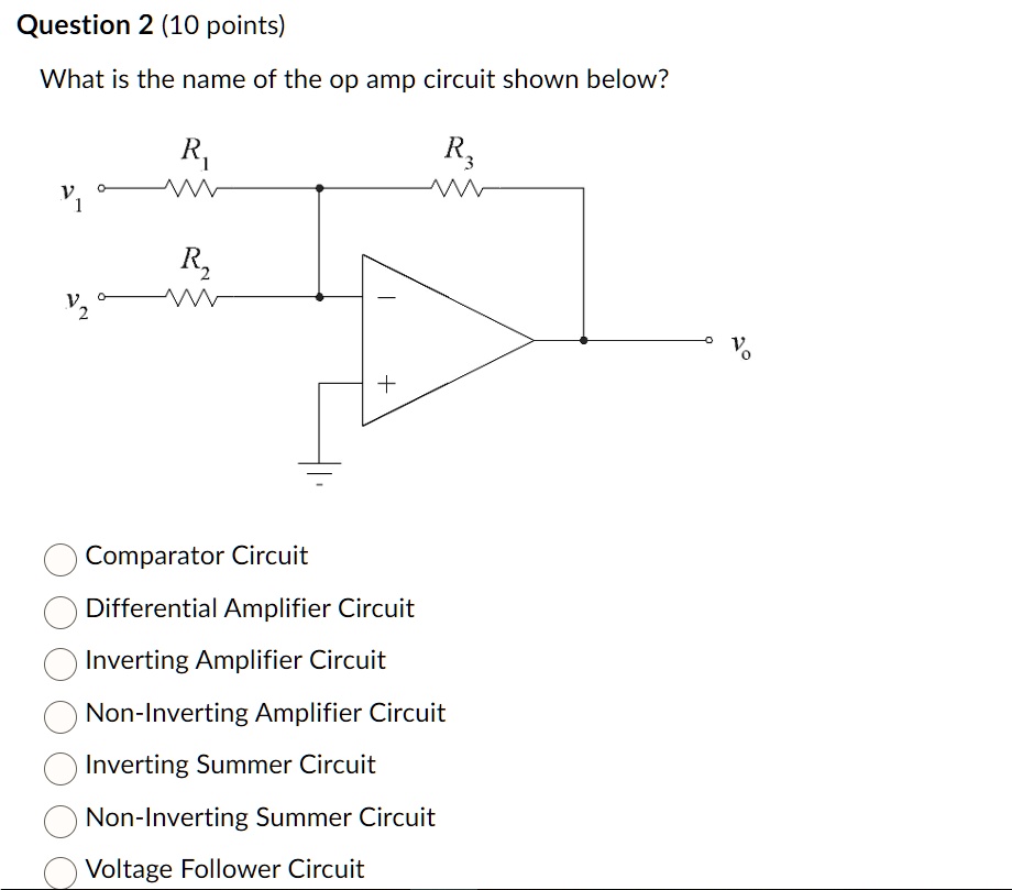 SOLVED: What is the name of the op amp circuit shown below? R. MM R R, WW 2 Comparator Circuit ...