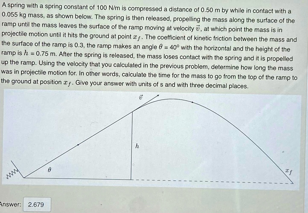 SOLVED: A spring with a spring constant of 100(N)/(m) is compressed a ...