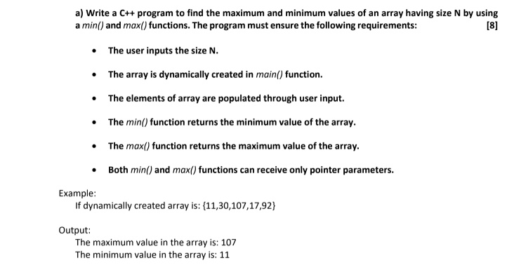 Solved Write A C Program To Find The Maximum And Minimum Values Of 4354