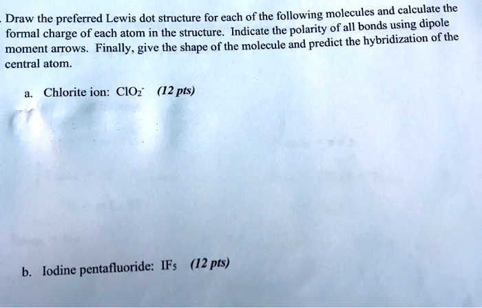 draw the preferred lewis dot structure for each of the following ...