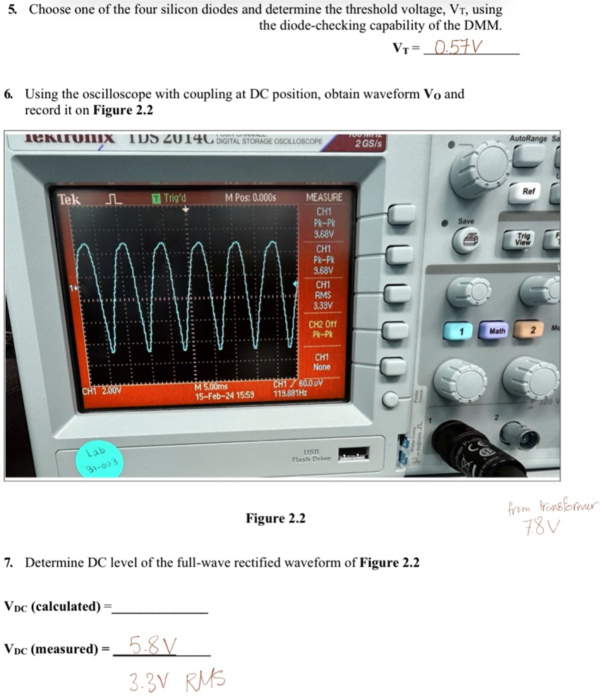 5. Choose one of the four silicon diodes and determine the threshold ...