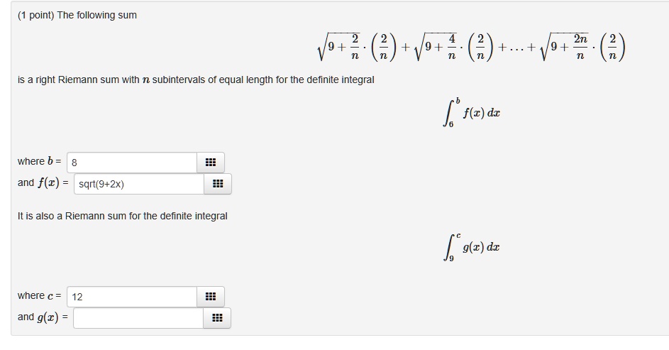 Solved Point The Following Sum Vz Vo 2 Vo Right Riemann Sum With N