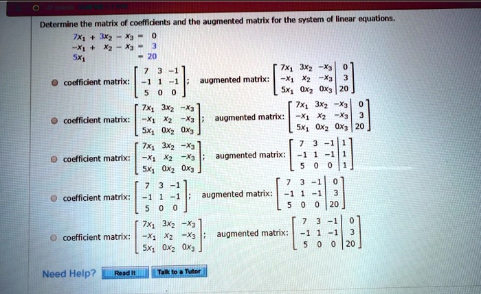 Solved Determine The Matrix Of Coefficients And The Augmented Matrix 5078