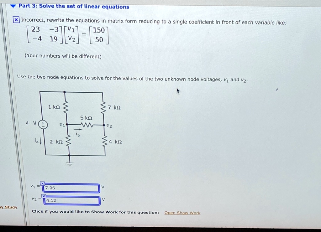 SOLVED: Please, I have solved parts a and b but can't solve part c. Part 3: Solve the set of ...