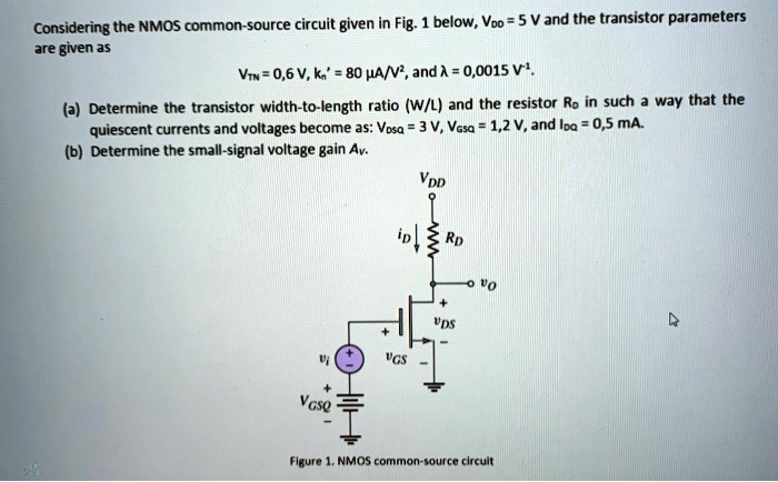 considering the nmos common source circuit given in fig1 belowvoo5 v ...