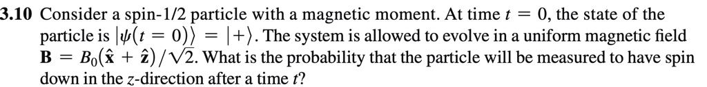 310 consider a spin 12 particle with a magnetic moment at time t 0 the ...