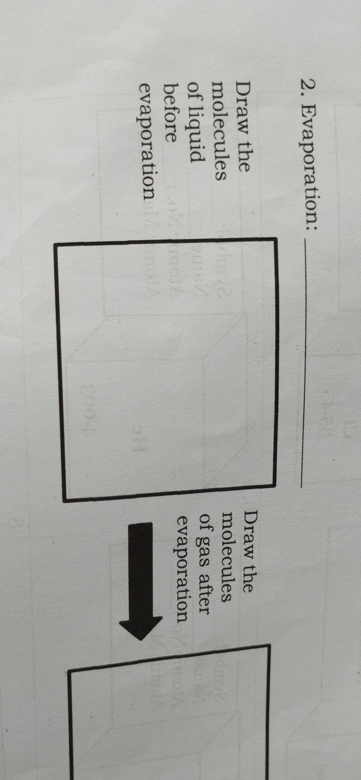 SOLVED: 2. Evaporation: Draw the molecules of liquid before evaporation ...