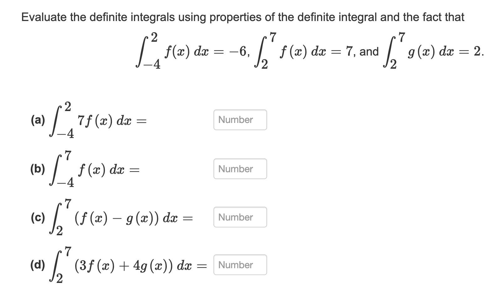 SOLVED: Evaluate the definite integrals using properties of the ...