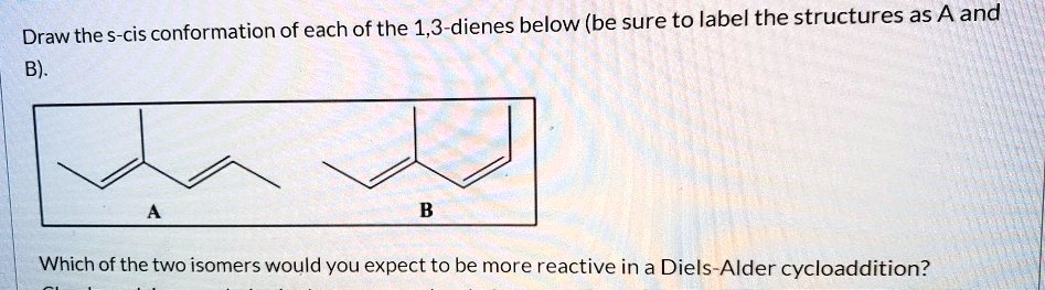 Draw the s cis conformation of each of the 13 dienes below...