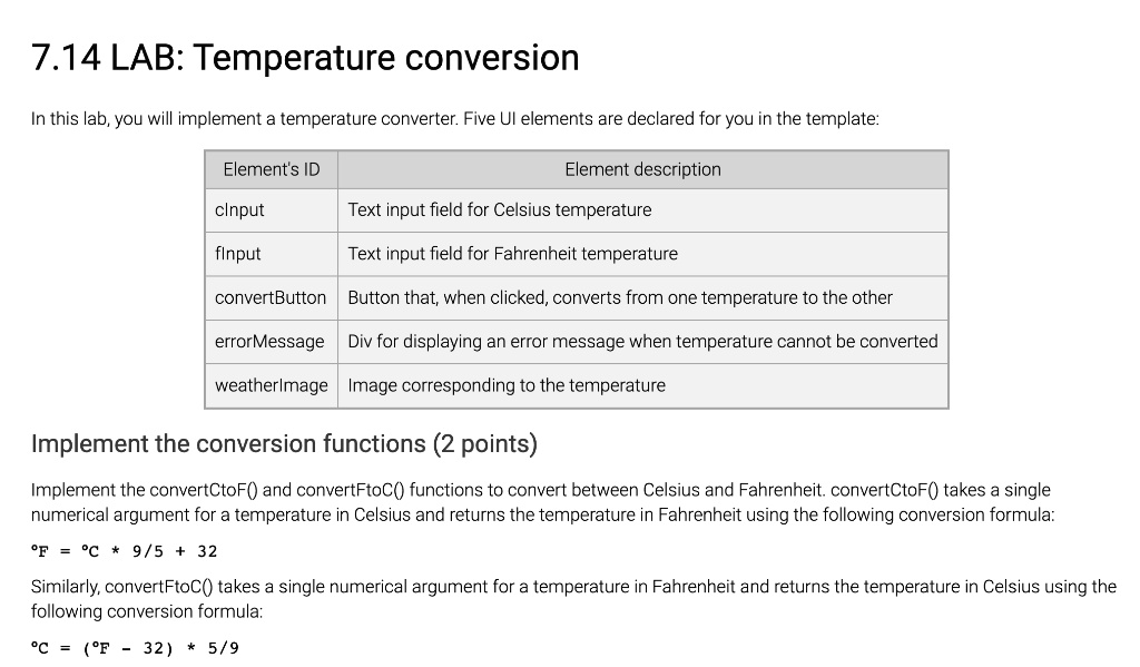 714 lab temperature conversion in this lab you will implement ...
