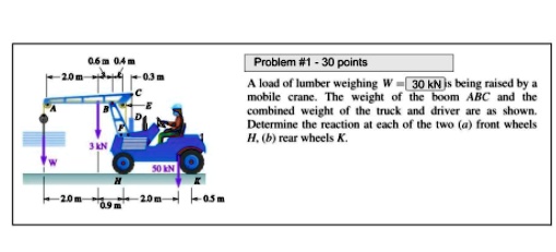 problem 1 30 points mobile crane the weight of the boom abc and the ...
