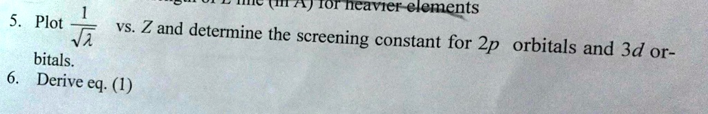 SOLVED: TnC (HF1) For heavier elements. Plot vs Z and determine the ...