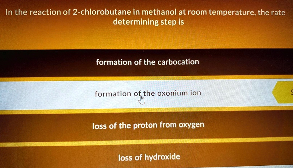 SOLVED: In the reaction of 2-chlorobutane in methanol at room ...