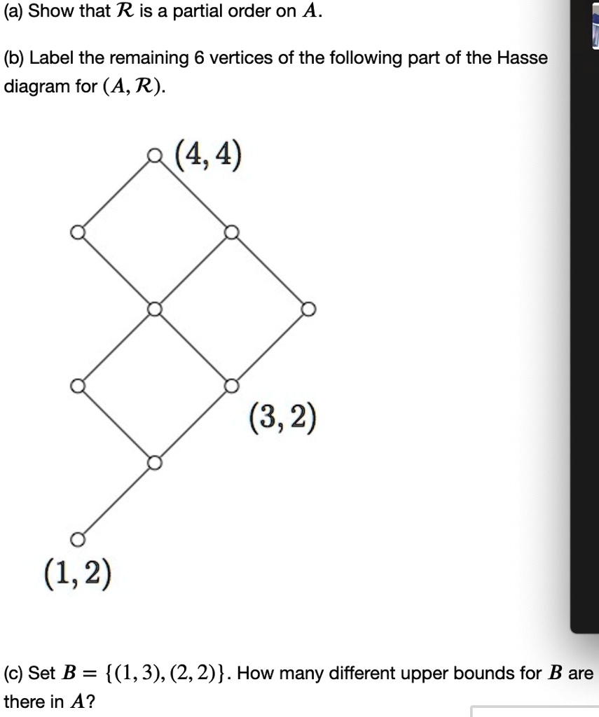 a show that r is a partial order on a b label the remaining 6 vertices of the following part of ...