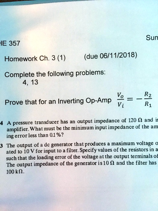 SOLVED: Sun HE357 Homework Ch.3(1) (due 06/11/2018) Complete the following problems: 4,13 Prove ...