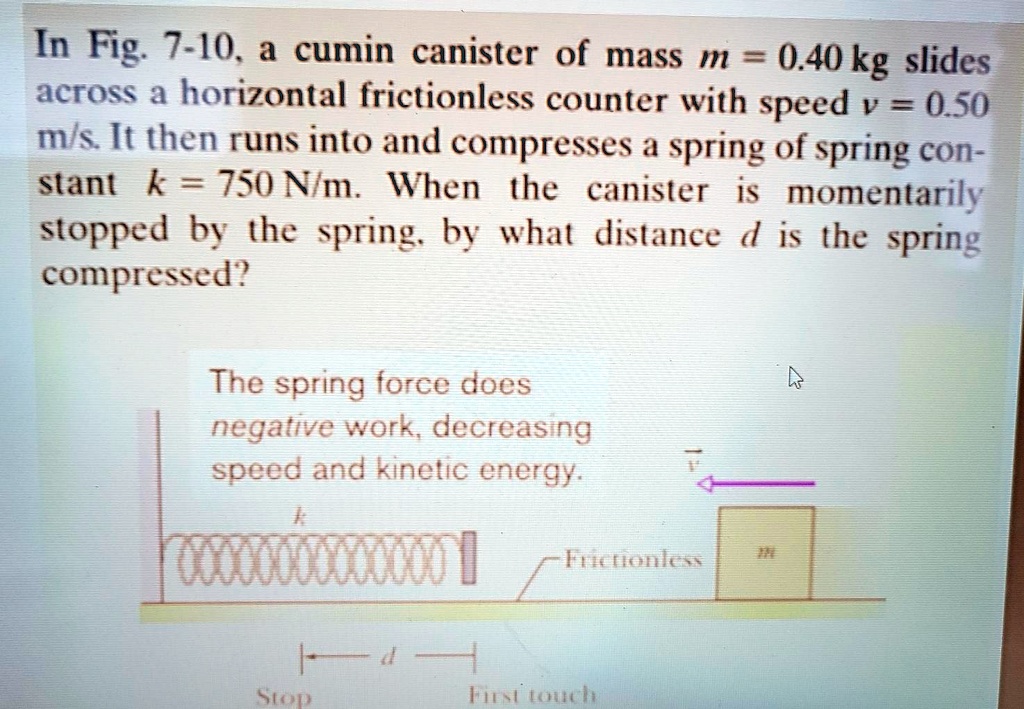 in fig 7 10 a cumin canister of mass m 040 kg slides across a ...