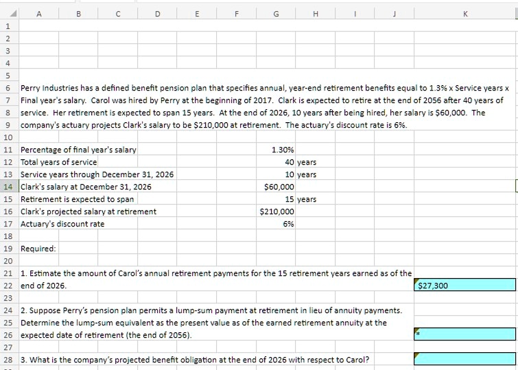 Perry Industries has a defined benefit pension plan that...