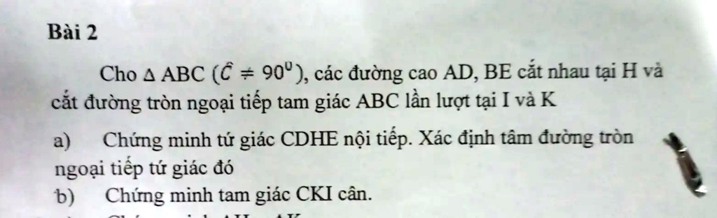 Solved Bà I 2 Cho Tam Giác Abc C 90° Các đưá Ng Cao Ad Be