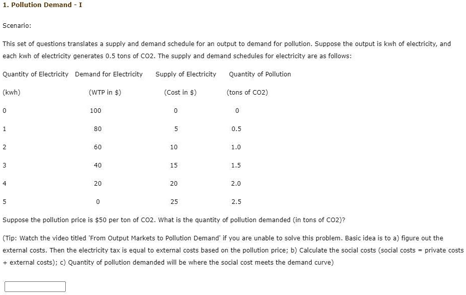 SOLVED: 1.Pollution Demand-I Scenario: This set of guestions translates ... SOLVED: 1.Pollution Demand-I Scenario: This set of guestions translates ...