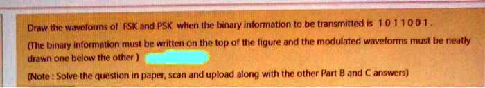 Solved Draw The Waveforms Of Fsk And Psk When The Binary Information 1311