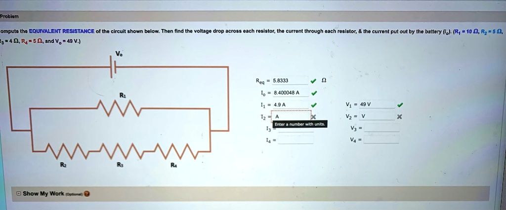 compute the equivalent resistance of the circuit shown below then find the voltage drop across ...