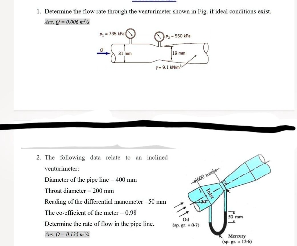 SOLVED: Solution: Questions about fluid mechanics. Please examine the text provided thoroughly ...