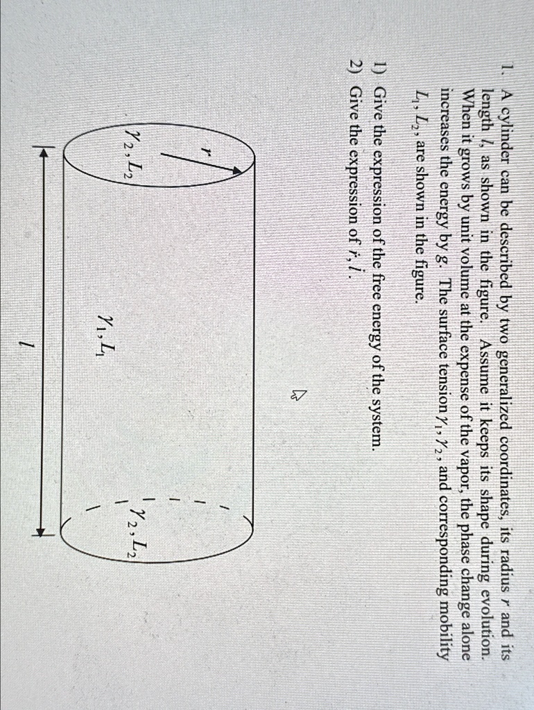 A cylinder can be described by two generalized coordinates, its radius ...