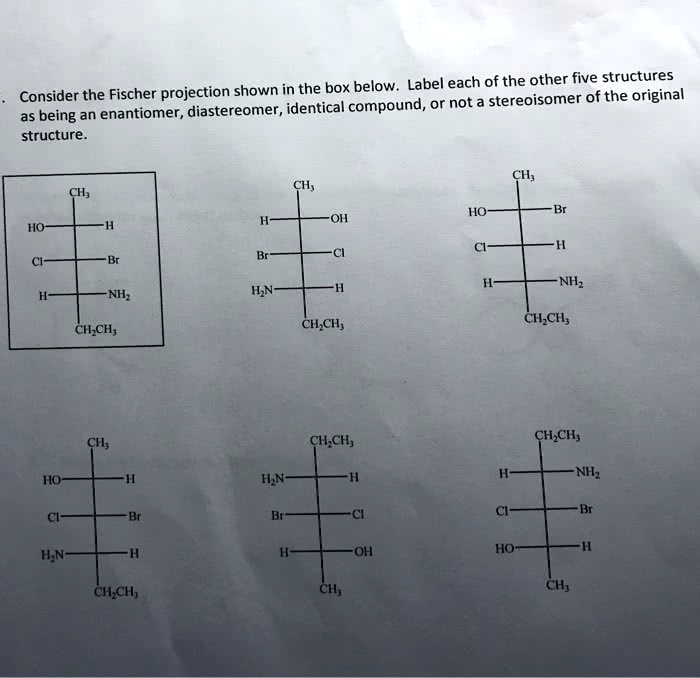 . Consider the Fischer projection shown in the box below. Label each of ...
