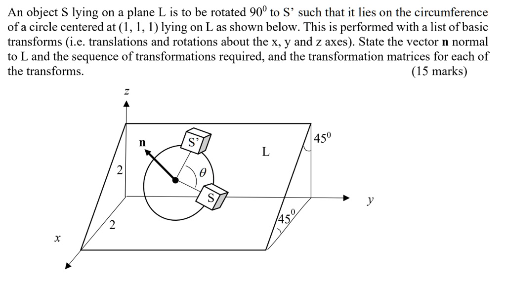 SOLVED: An object S lying on plane L is to be rotated 900 to S' such that it lies on the ...