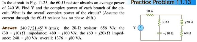 in the circuit in fig1125 the 60 resistor absorbs an average power of ...