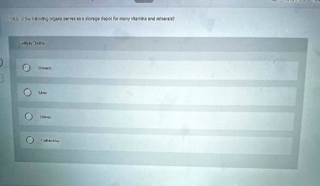 Which of the following organs serves as a storage depot for many ...