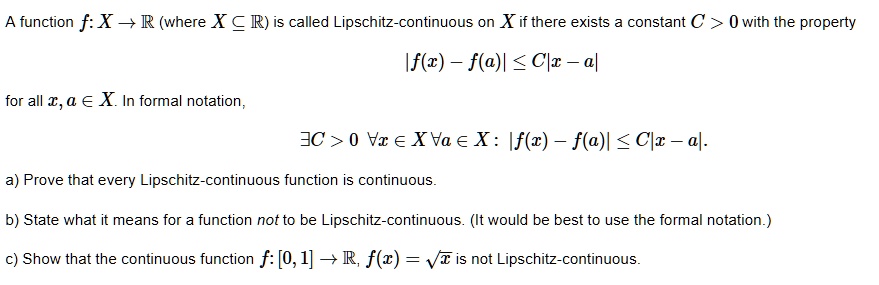 Show That Every Lipschitz Function F Is Continuous