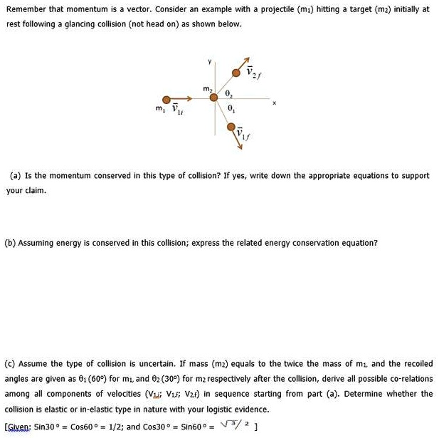SOLVED: Text: Rest following a glancing collision (not head-on as shown ...