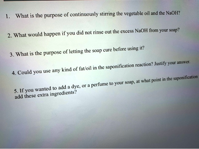SOLVED: What is the purpose of continuously stirring the vegetable oil ...