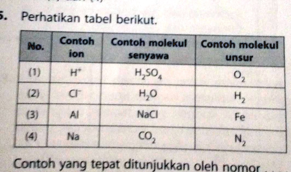 SOLVED: Perhatikan tabel berikutContoh yang tepat ditunjukkan nomor..A ...