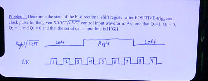 SOLVED: Problem 4: Determine the state of the bi-directional shift register after a positive ...