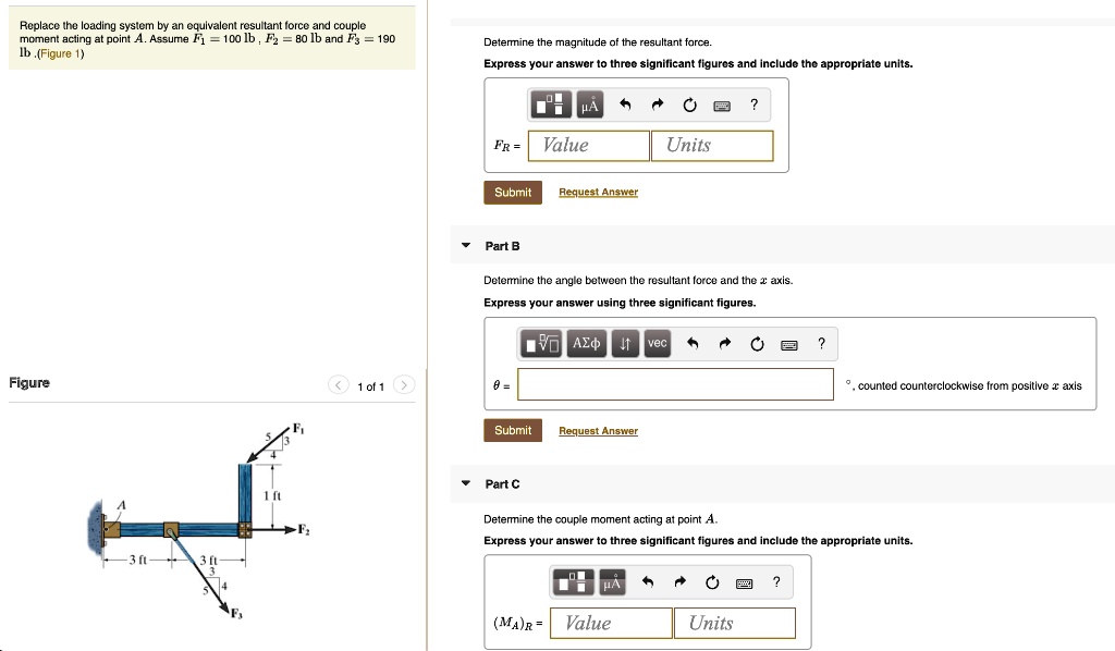 SOLVED: Replace the loading system by an equivalent resultant force and ...