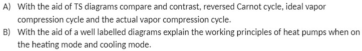 A) With the aid of TS diagrams compare and contrast, reversed Carnot ...