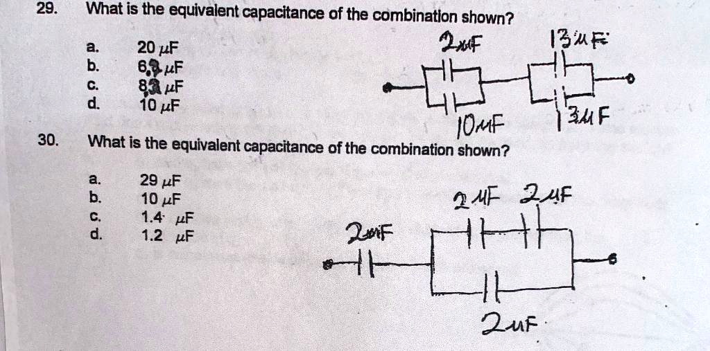 29 what is the equivalent capacitance of the combinatlon shown 20 pf ...