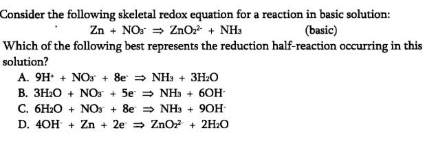 SOLVED: Consider the following skeletal redox equation for the reaction ...