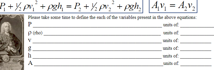 P1+1 / 2 ρ v1^2+ρ g h1=P2+1 / 2 ρ v2^2+ρ g h2 A1 v1=A2 v2 Please take ...