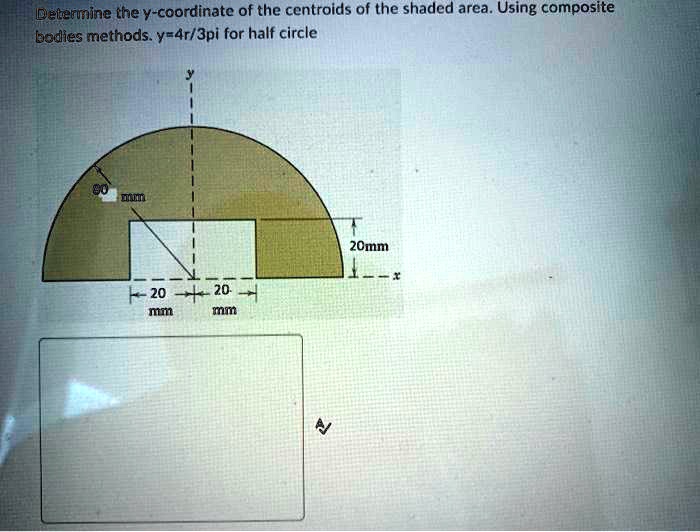Determine the y-coordinate of the centroids of the shaded area. Using ...