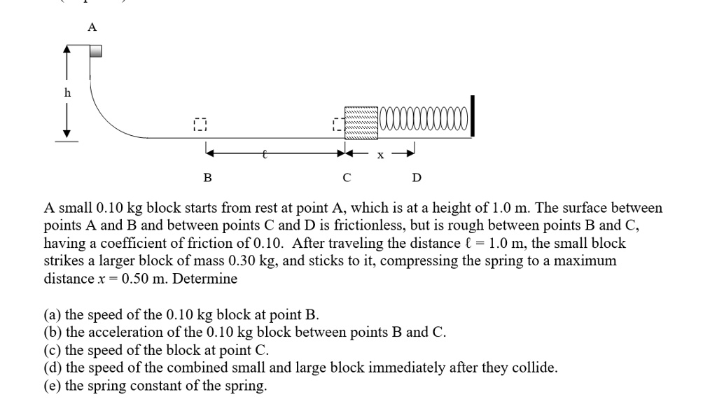 SOLVED: YOOO A small 0.10 kg block starts from rest at point A, which ...