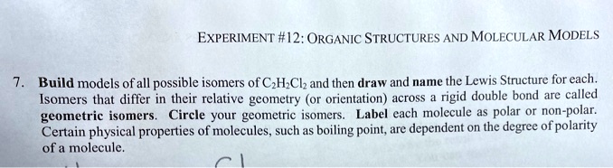 SOLVED: Experiment #12: Organic Structures and Molecular Models Build ...