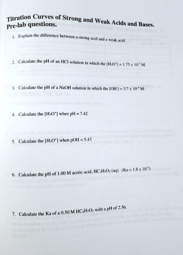 titration curves of strong pre lab questions and weak acids and bases ...