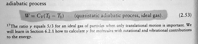 SOLVED: The adiabatic process is represented by the equation W = Cv(T ...