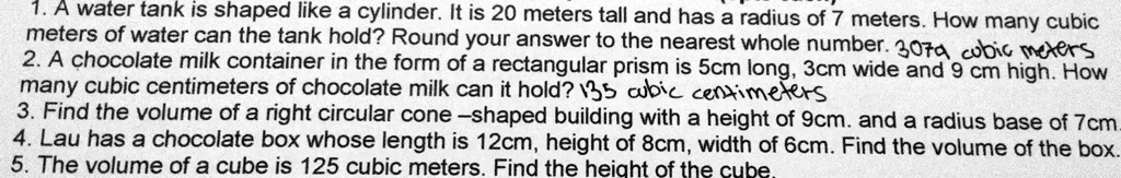 SOLVED: A water tank is shaped like a cylinder. It is 20 meters tall ...